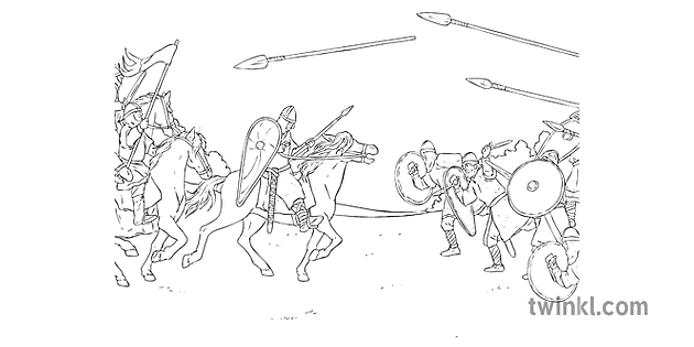 Battle of Hastings Scene 1066 Norman Anglo Saxon War History KS2 Black and