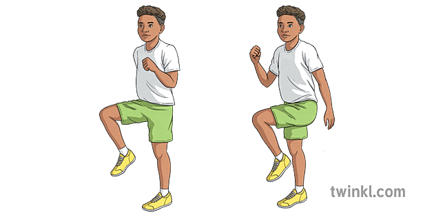 boy marching on the spot joe wicks active workout twinkl move pe ks2