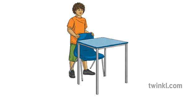 strák ýta stól undir borð barn mann húsgögn kennslustofa snyrtileg ks2