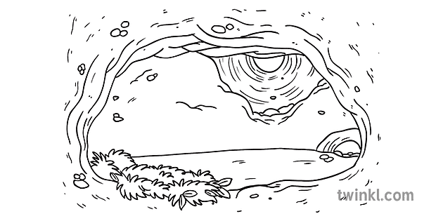 Burrow Topics Habitats Warren KS1 Black and White Illustration - Twinkl