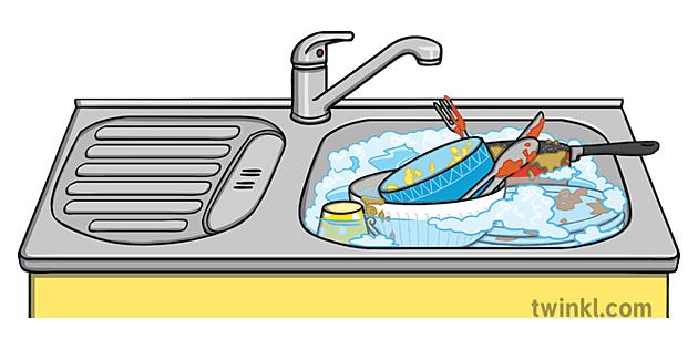 Card 4 Dirty Dishes in Sink Washing Up Sequencing Cards KS1
