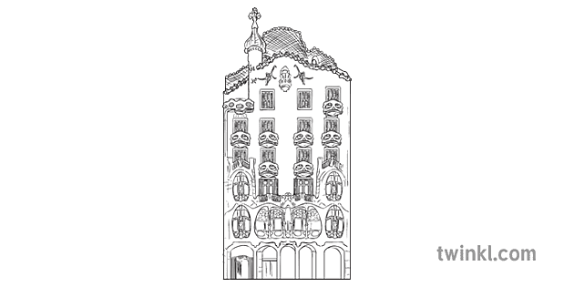 casa batllo outline gaudi building architecture barcelona art design ...