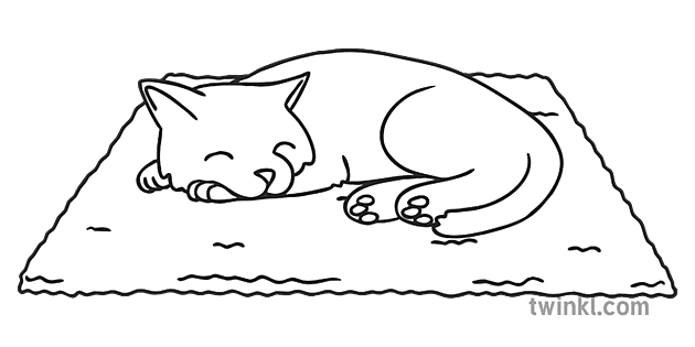 cat on a mat cvc words reading activity sheet ks1 bw rgb Illustration ...