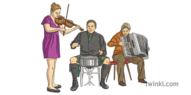 ceilidh วงดนตรีสกอตแลนด์เครื่องดนตรี ดนตรี ดนตรี s2 Illustration