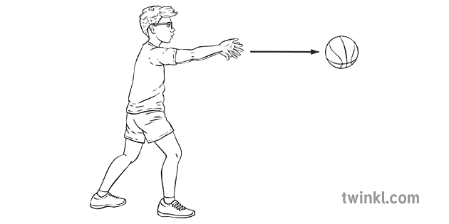 Brustpass Schritt 3 y5 Basketball Twinkl Move Pe Ks2 Schwarz Weiß RGB