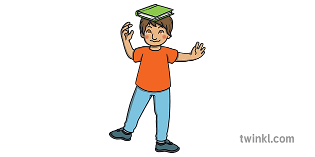 Child Balancing Book on Their Head Illustration - Twinkl