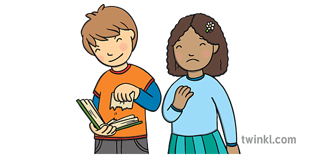 Child Ripping Book Illustration