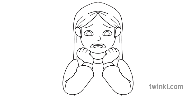 Child Scared Face Black and White RGB Illustration - Twinkl