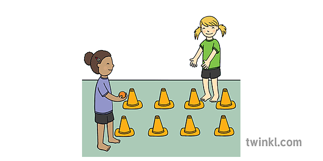 Children Playing Cone Passing Game - Twinkl