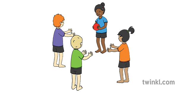 Children Standing In A Circle Playing Catch Illustration - Twinkl
