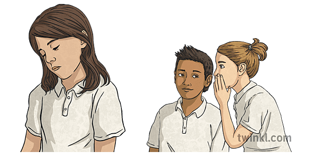 Children Whispering Talking Behind Back Mean Bullying Pick On Girl Boy