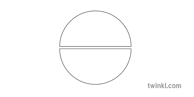 círculo em metades longitudinalmente preto e branco