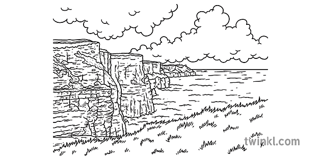 Rocky Cliff Drawing Easy Sketch Coloring Page