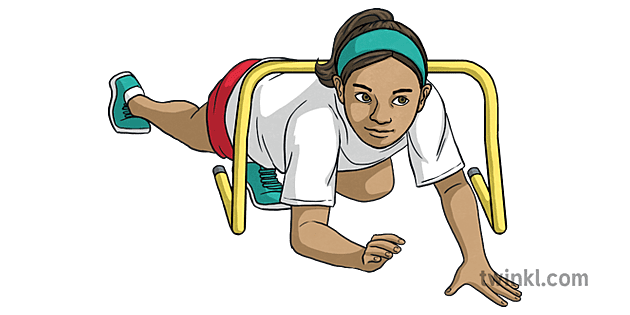 commando crawl person girl hurdle circuit training move ks2 Illustration