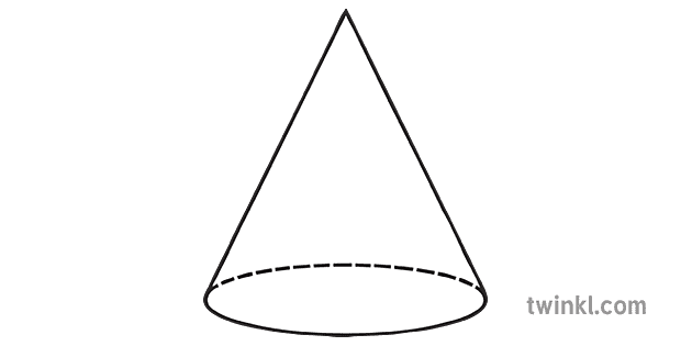 Cone Interior Angles 3D Shapes Maths KS1 Black and White Illustration