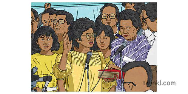 Corazon Aquino Inauguration 2 Illustration - Twinkl