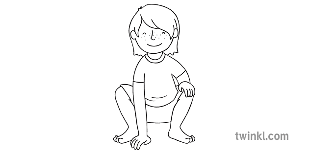 Crouch Crouching Child Physical Education KS1 Black and White