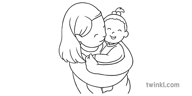 Cuddling child toddler bedtime routine cards parents eyfs black and ...