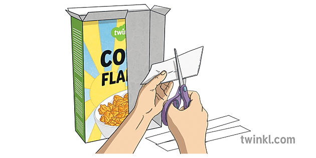 Cutting Empty Cereal Box Illustration - Twinkl