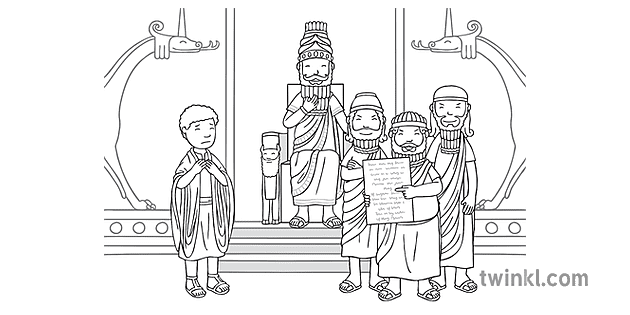 daniel in the lions den 10 black and white Illustration - Twinkl