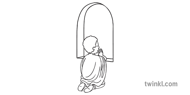 daniel orando na xanela en branco