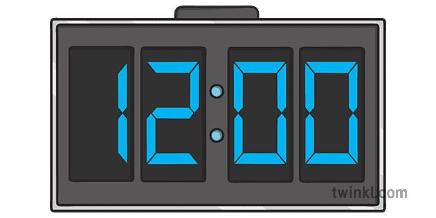 digital clock 12 oclock telling time numbers skotsko ks1