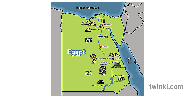 Egypt Built Around Nile Map Illustration - Twinkl