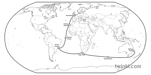 first fleet voyage map map australian history australia ks2 black and white