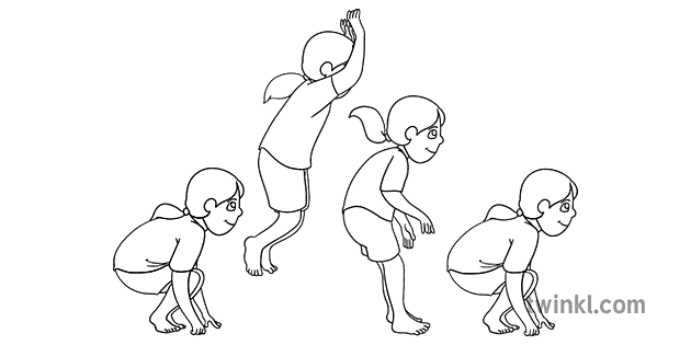 Frog Jump Sequence People Exercise Fitness Fit Leap Bounce Health Move KS1