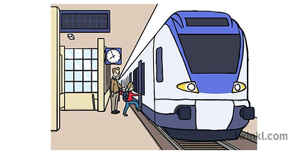 Getting on a Train Catching a Train Visual Support Cards KS1 Illustration