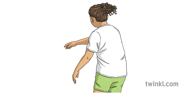 Girl Throwing Back View Illustration - Twinkl