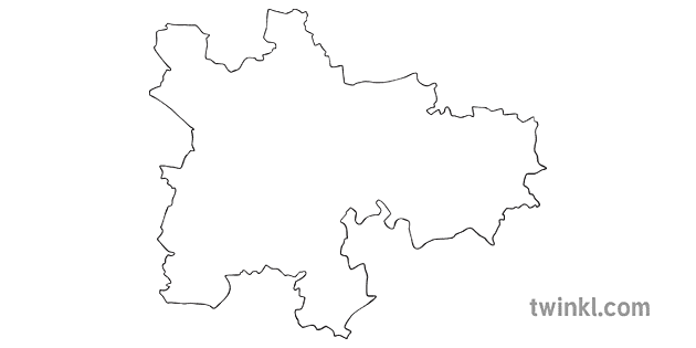 Glasgow Map Outline Black and White - Twinkl