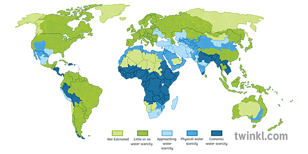 Global Patterns of Water Scarcity Geography Map World Secondary