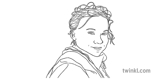 greta thunberg porträt ks1 schwarz weiß rgb - Twinkl