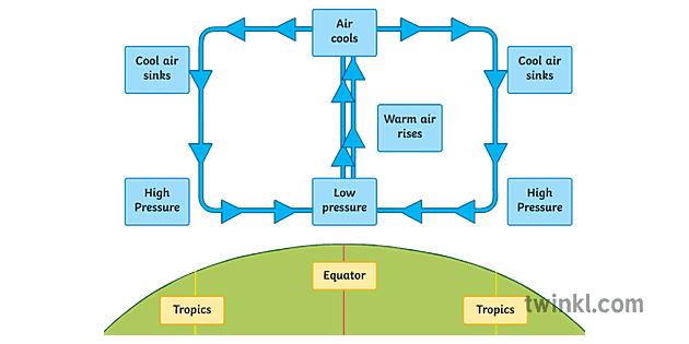 hadley cell diagram hava hava coğrafiya ks3 - Twinkl