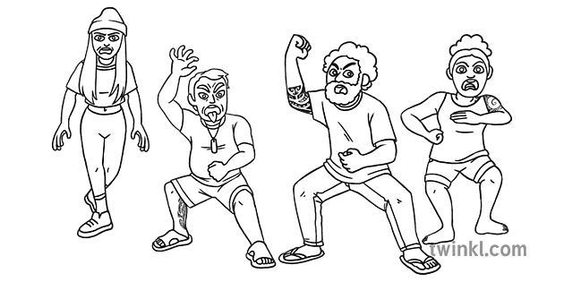 haka tarian kontemporari tradisi new zealand maori ks1 hitam dan putih rgb