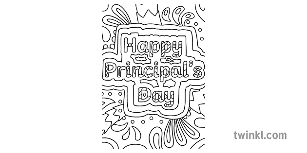Happy Principals Day Colouring Page Black and White RGB Illustration ...