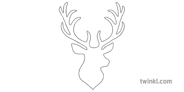 highland stag outline craft template animal silhouette ks2 svart hvitt