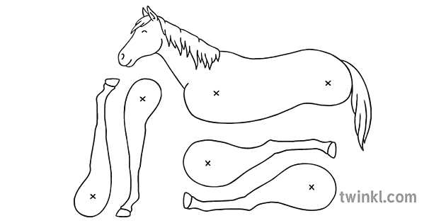 Horse Farm Animal Beast Of Burden Mammal Split Pin Puppet KS1 Black and