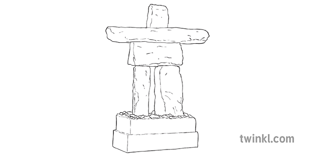 inukshuk siyah beyaz Illustration - Twinkl
