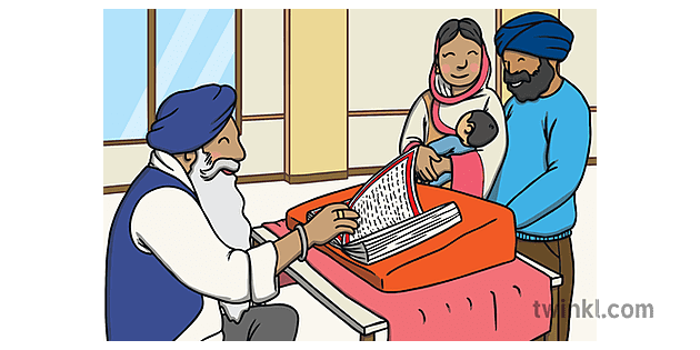 KS1 Naam Karan Sikh Naming Ceremony Baby Guru Granth Illustration - Twinkl