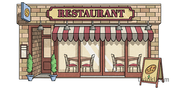 ks2 australia restoran tempat di bandar flashcards indonesia Illustration