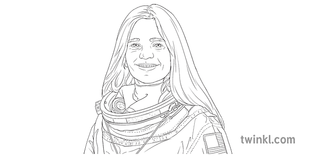 Kalpana Chawla Portrait Black and White RGB 1 Illustration - Twinkl