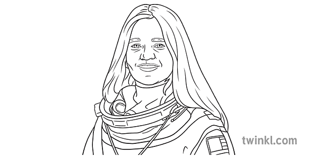 Kalpana Chawla Portrait Black and White RGB - Twinkl