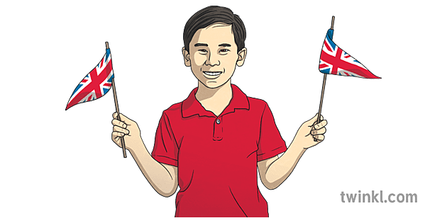 Kid with Flags Illustration - Twinkl
