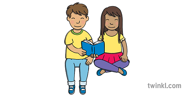 kit and sam reading a book together twinkl phonics level 5 week 7 lição 5