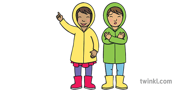 kit en sam samen bang regenjas phonics family eyfs Illustration - Twinkl