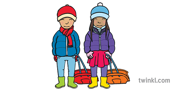 kit and sam together with sledges winter phonics eyfs Illustration - Twinkl