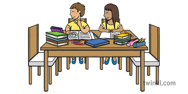 kit and sam at table looking left children phonics family eyfs ...