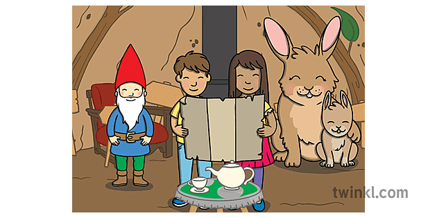 kit and sam with magic map fading from gnomes home level 6 week 4 lesson 4